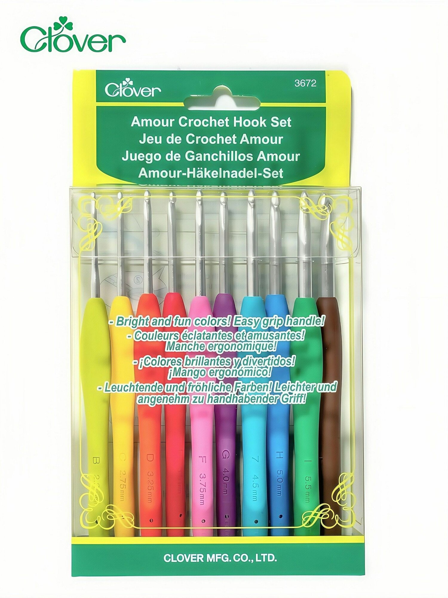 Clover 3672 Amour Набор крючков для вязания крючком, 10 размеров