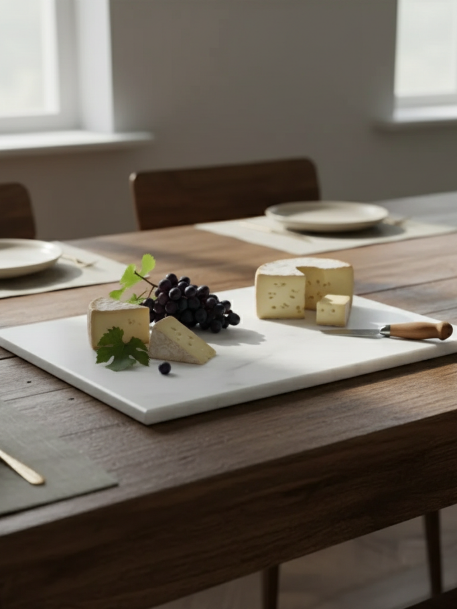 Мраморная сервировочная доска, менажница, праздничные блюда, 30х20 см, белая