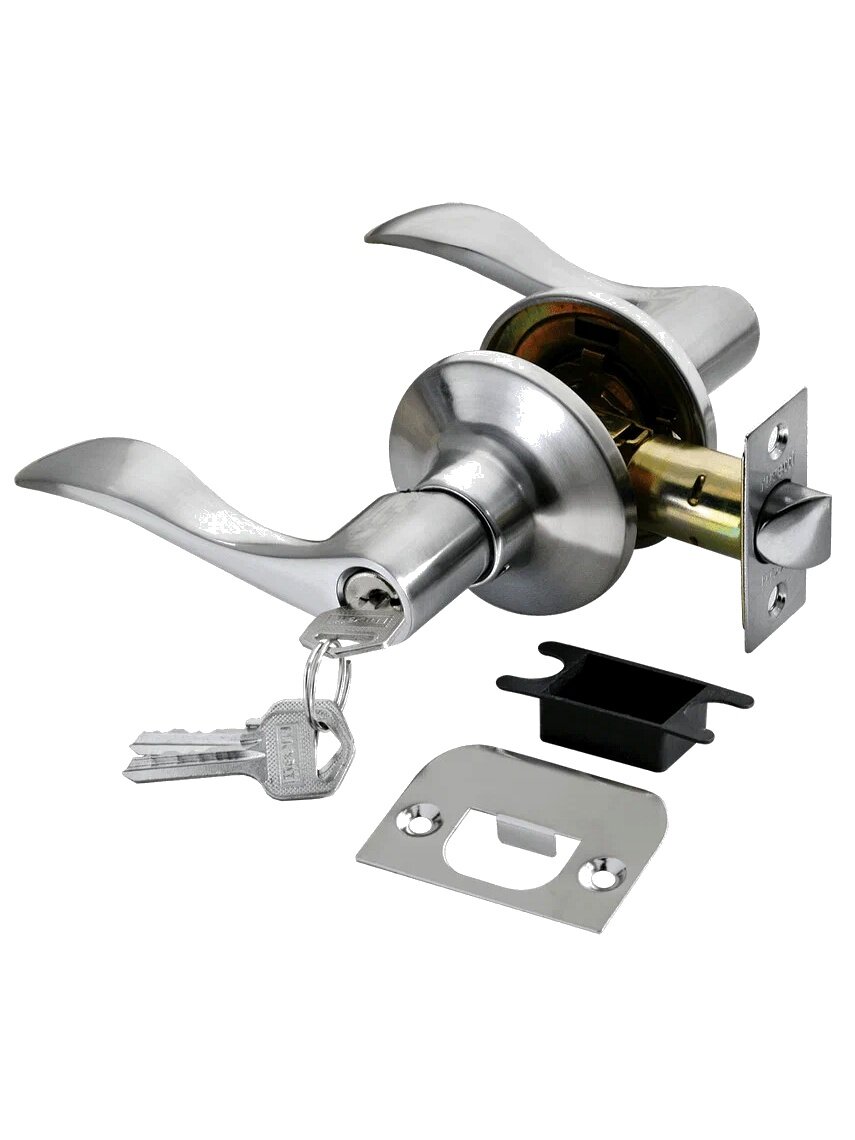 Ручка дверная Rucetti, HK-03 L SС ключ-фиксатор матовый хром