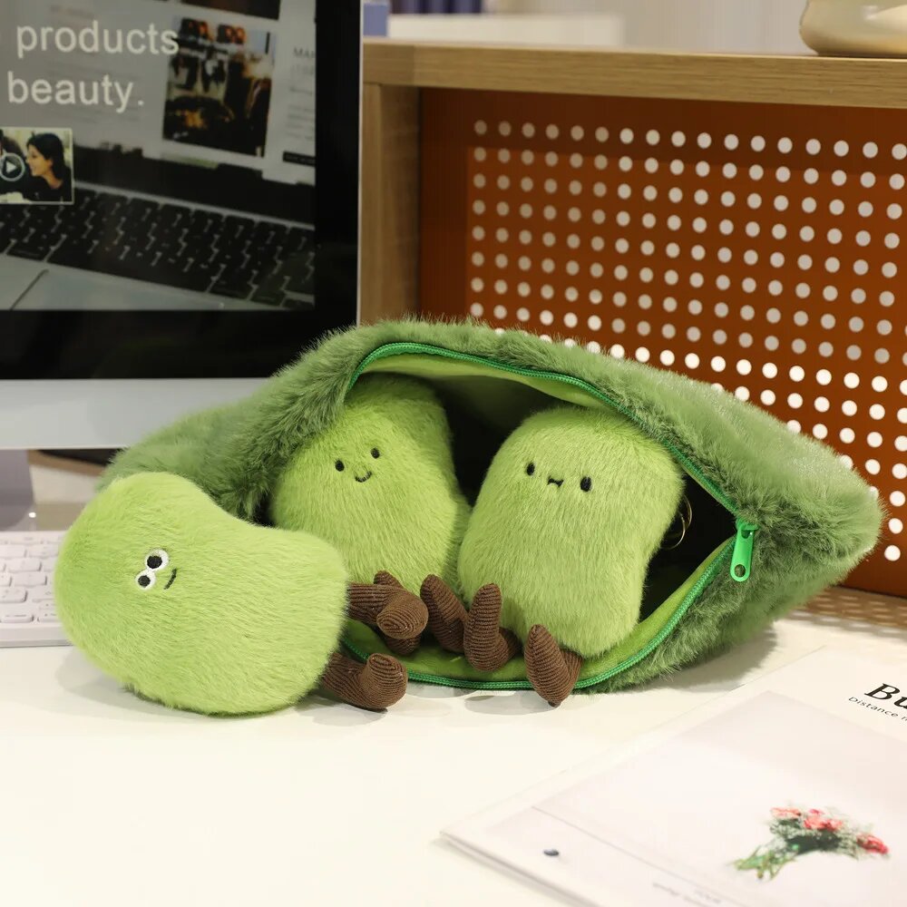 Зеленые сои Edamame, плюшевые игрушки, мягкая подушка в виде фасоли, брелок, милый мягкий кавайный брелок для мальчиков и девочек, детские праздничные подарки на день рождения, декор комнаты