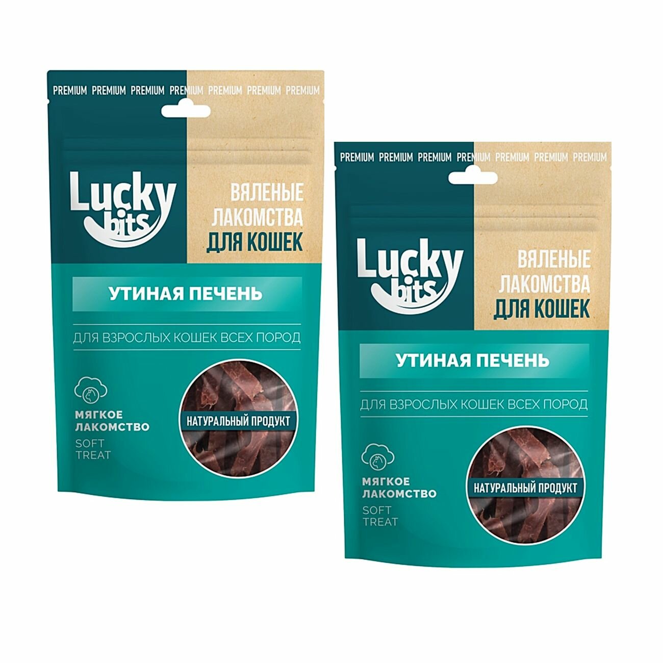 Lucky bits Вяленая утиная печень лакомство для кошек 30г (2штуки)