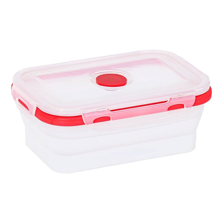 Прозрачная красная 350 мл складная емкость для пищи безопасная в микроволновке переносная обеденная коробка для диеты