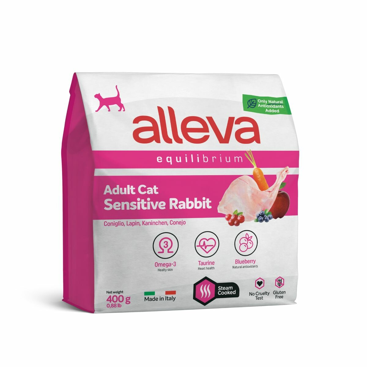 ALLEVA EQUILIBRIUM Корм для взрослых кошек Сенситив с кроликом 0,4 кг