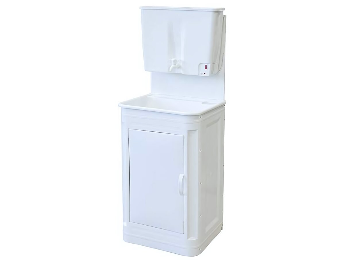 Умывальник "Чистюля" с водонагревателем 22л, пластиковая мойка и разборная тумба для комфорта на даче