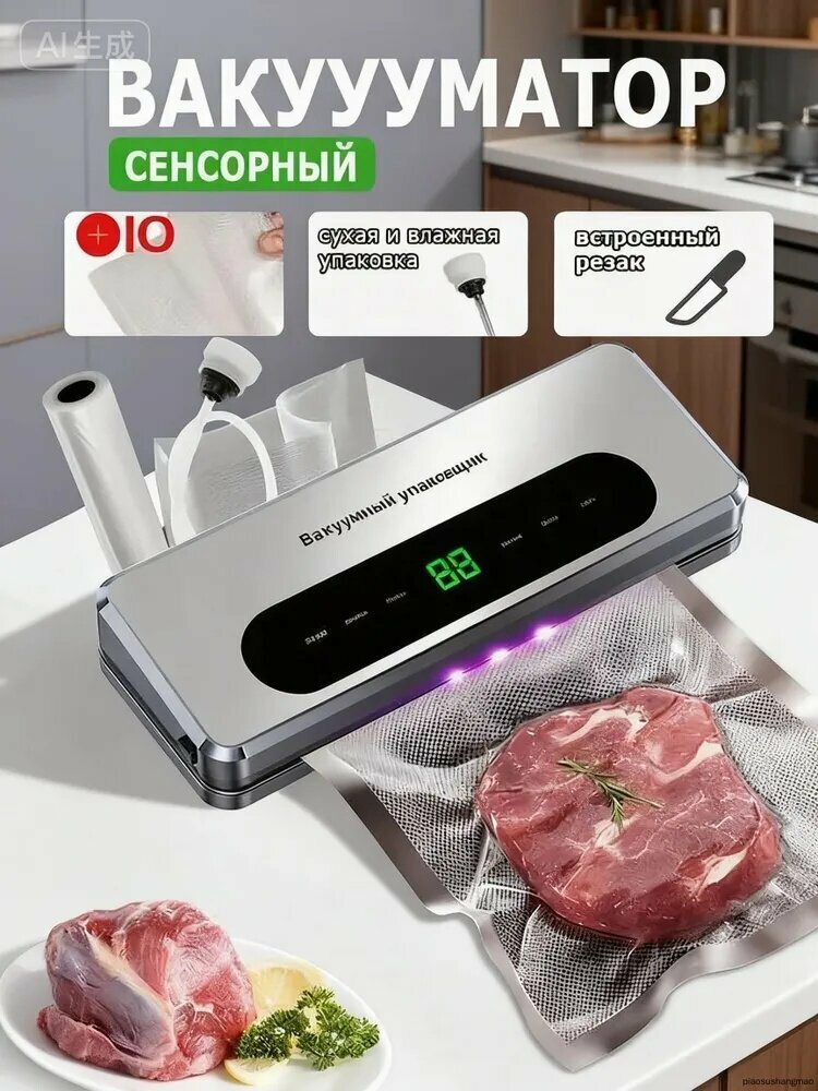 Вакууматор для продуктов, вакууматор с резаком и пакетами