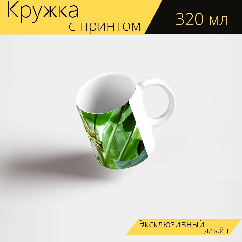Кружка с рисунком, принтом "Английская лаванда, цветок, зеленый" 320 мл.