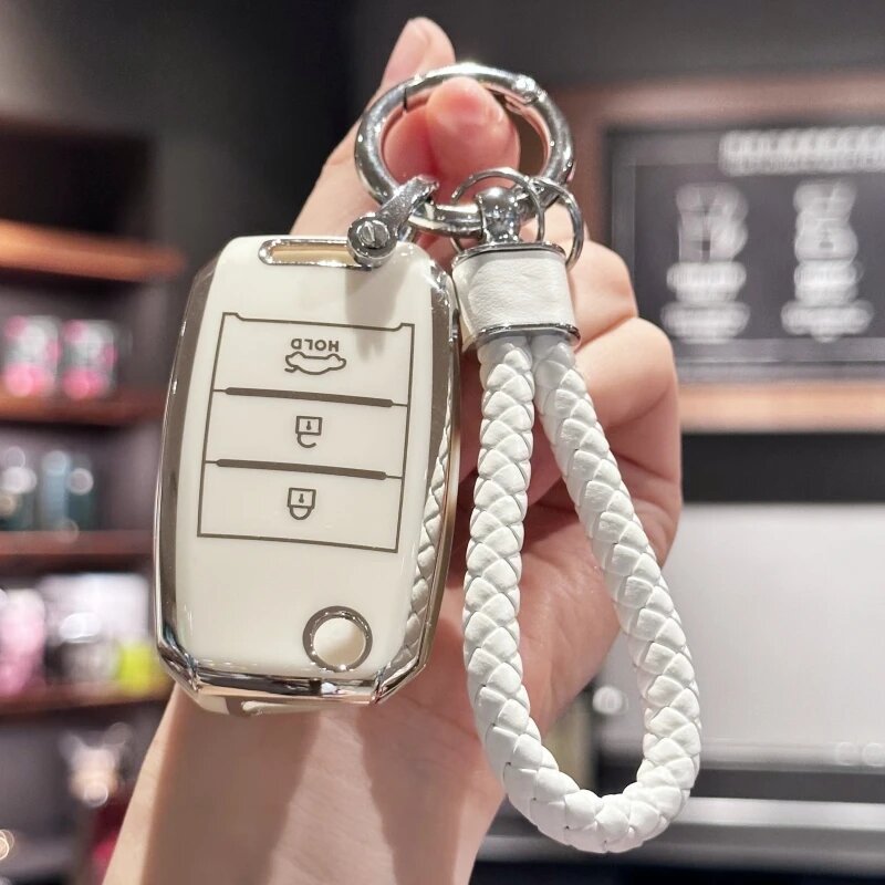 Чехол для ключей KIA с ремешком, белый, TPU, K2, K3, K4