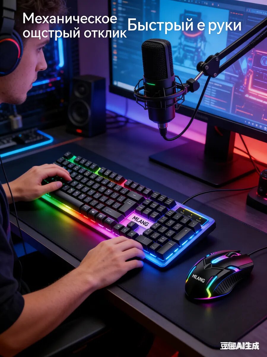 Проводная клавиатура и мышь для компьютеров и ноутбуков