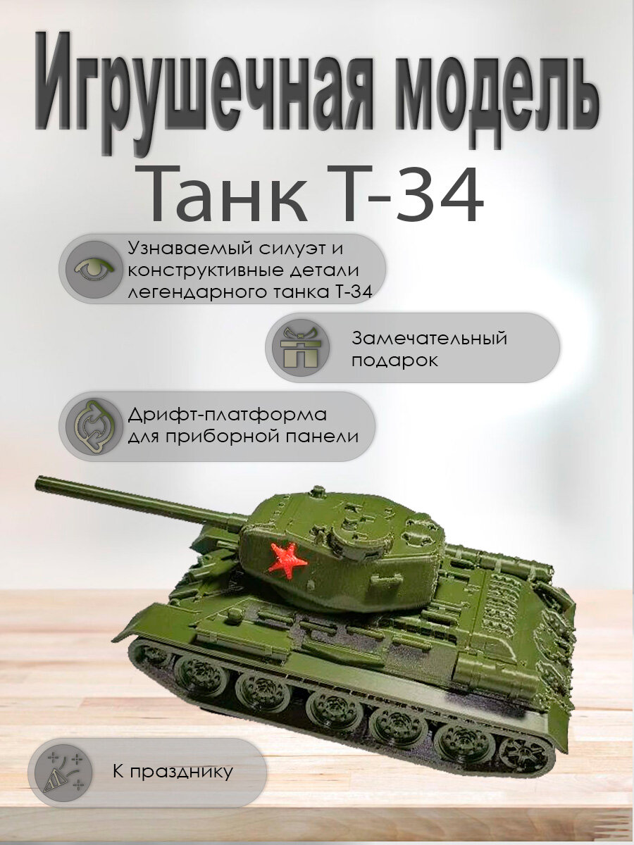 Модель танка Т-34 на дрифт-платформе — стильный акцент для приборной панели
