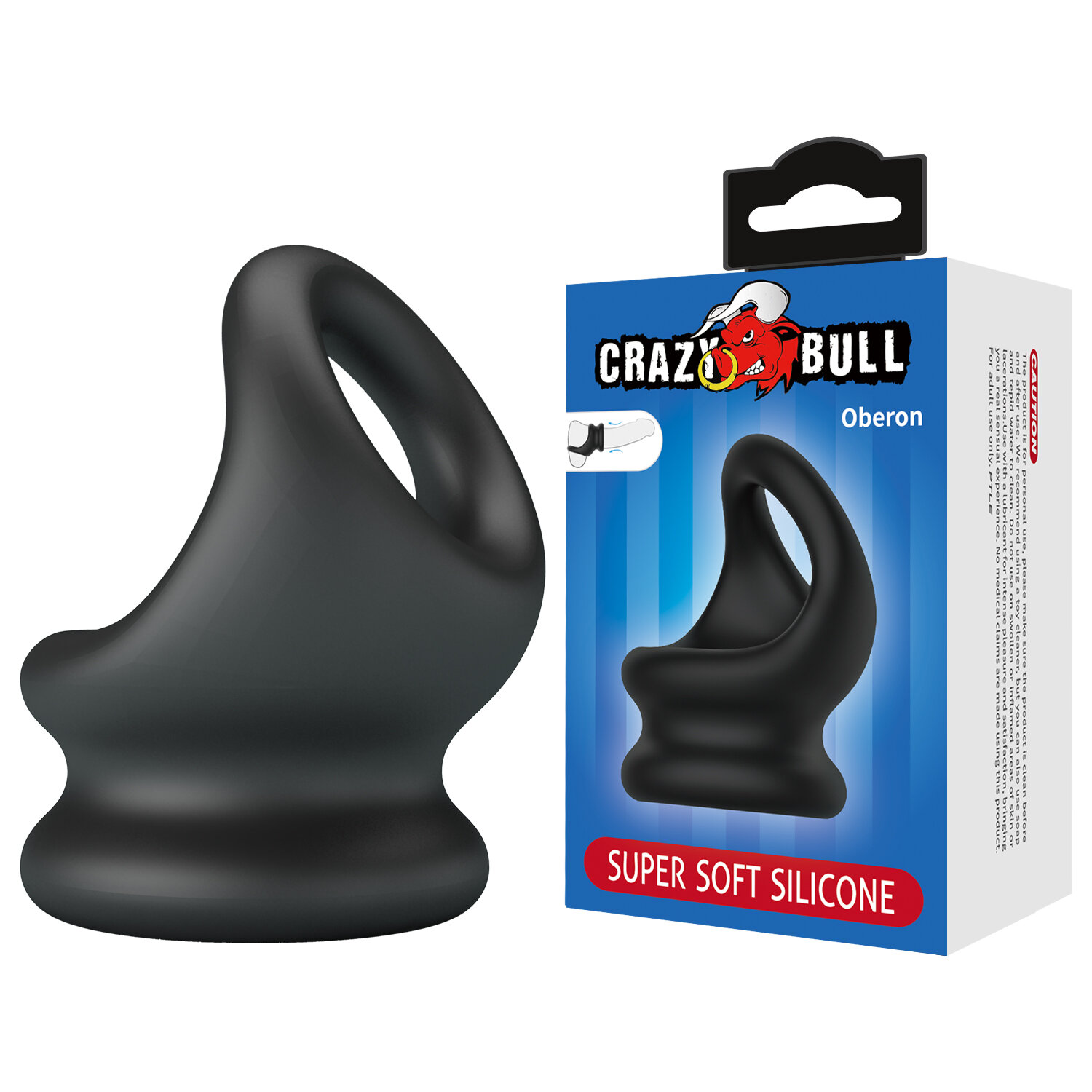 Кольцо эрекционное Crazy Bull с мошоночным захватом черное, силикон