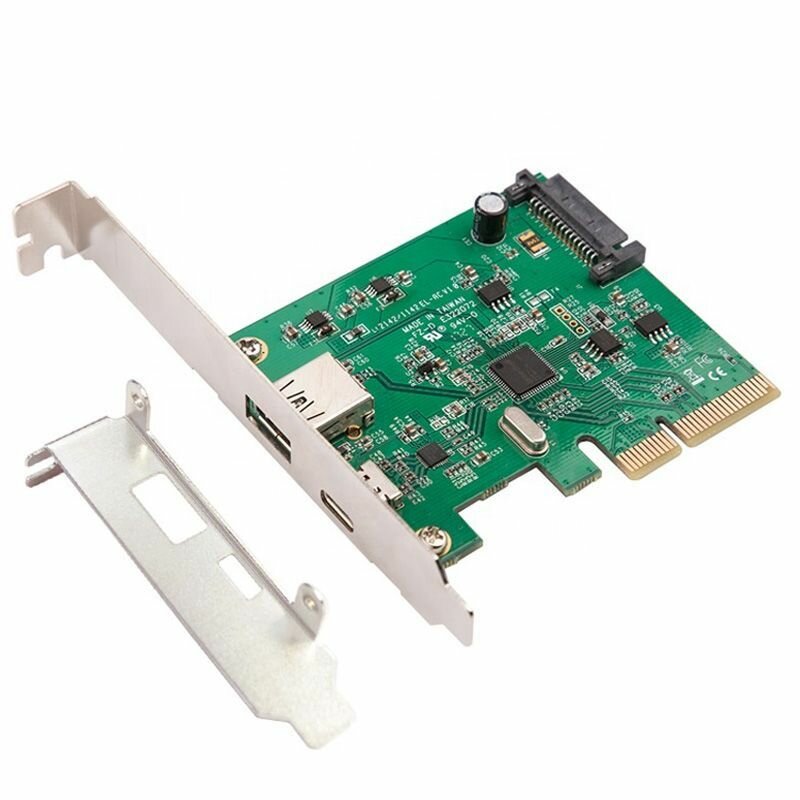 Контроллер PCIe x4 v3.0 (Asmedia ASM1142) USB 3.2 Gen2x1, Type-C + USB-A (ORIENT AM-31U2PE-AC)