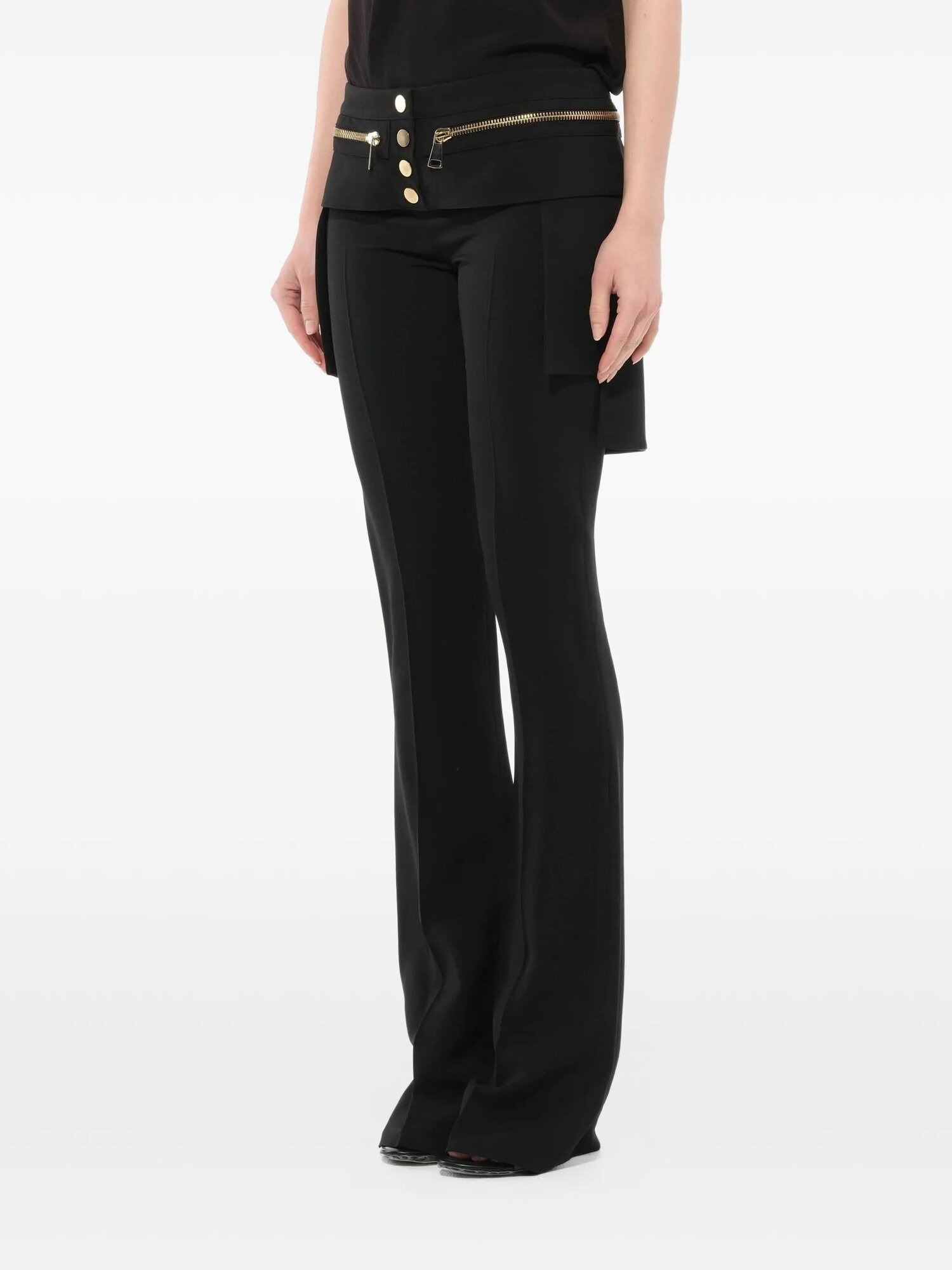 Брюки GIVENCHY Zip-detail buttonet trousers, размер 36, black/black — фото 1