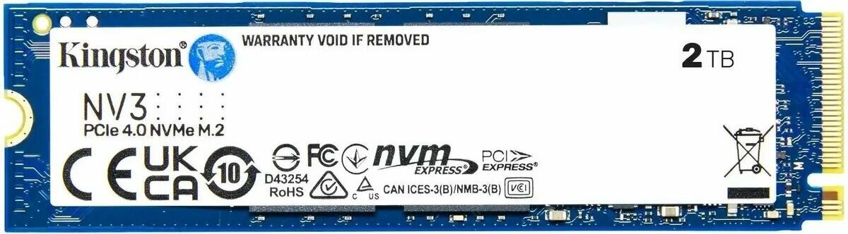 Жесткий диск SSD накопитель Kingston NV3 SNV3S/2000G 2ТБ, M.2 2280, PCIe 4.0 x4, NVMe, M.2 (SNV3S/2000G)