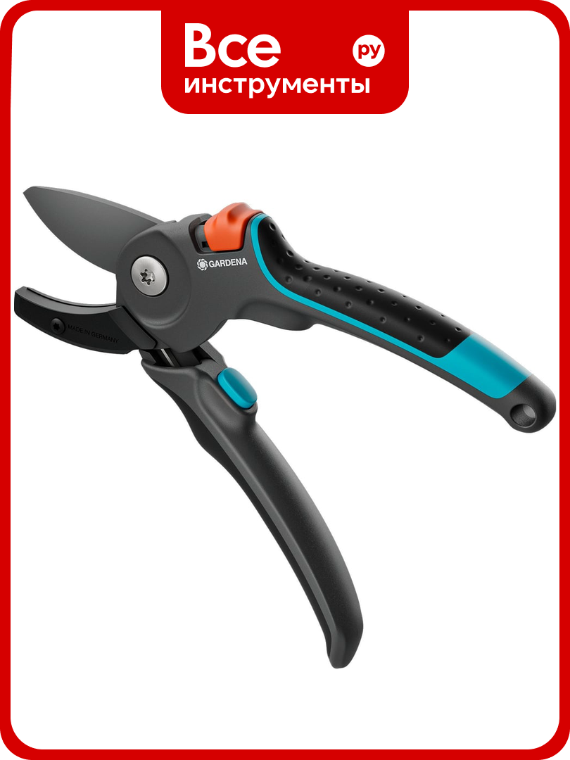 Секатор PremiumCut Pro Dry Wood Gardena, контактные лезвия из закалённой стали, пружинный привод