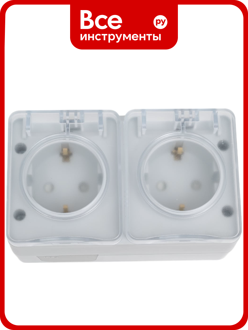 Двойная розетка Systeme Electric Atlasdesign profi ip54 о/у с з/к со шторками 16а, серый