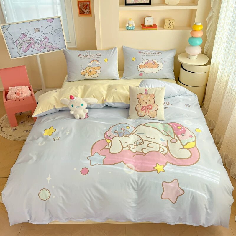 Пододеяльник MUJI Cinnamon Dog из чистого хлопка, детский пододеяльник Kuromi, мультяшный комплект для студенческого