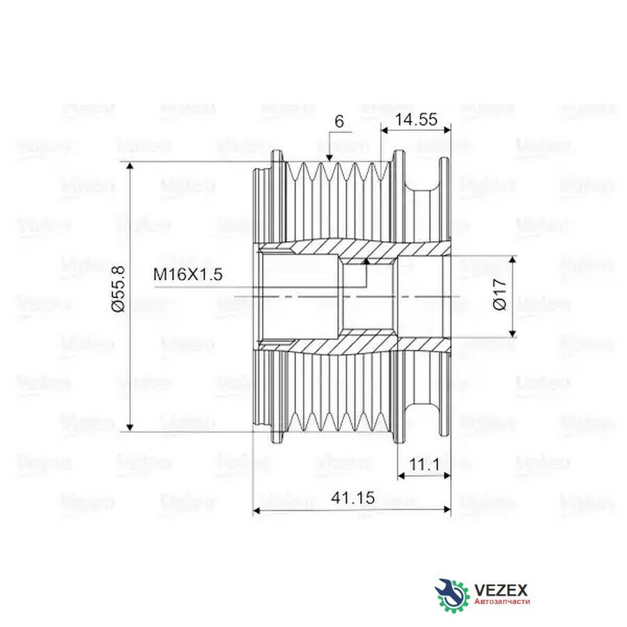 VALEO 588001 Шкив генератора (с крышкой)