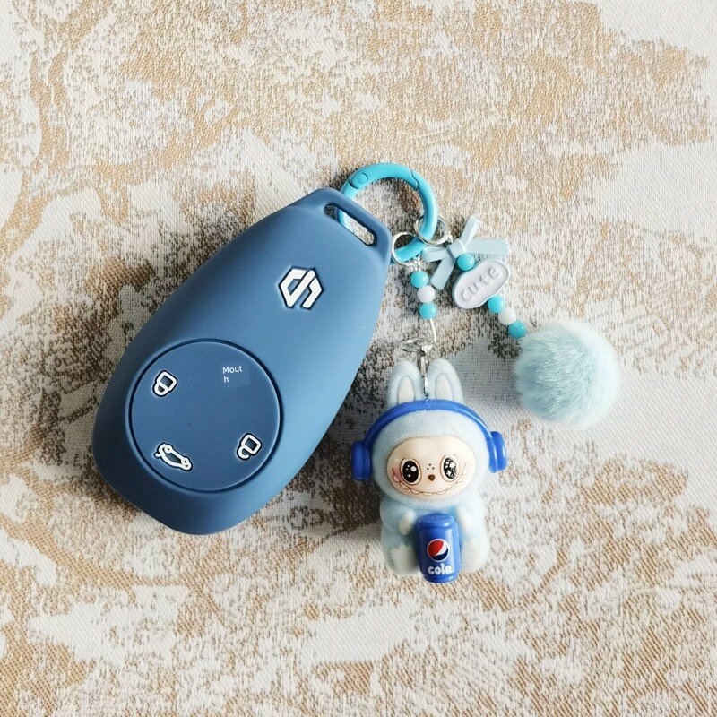 Силиконовый чехол для брелока ключей Haze Blue с синим наушником Labu для Leapmotor T03/C11, крутой дизайн