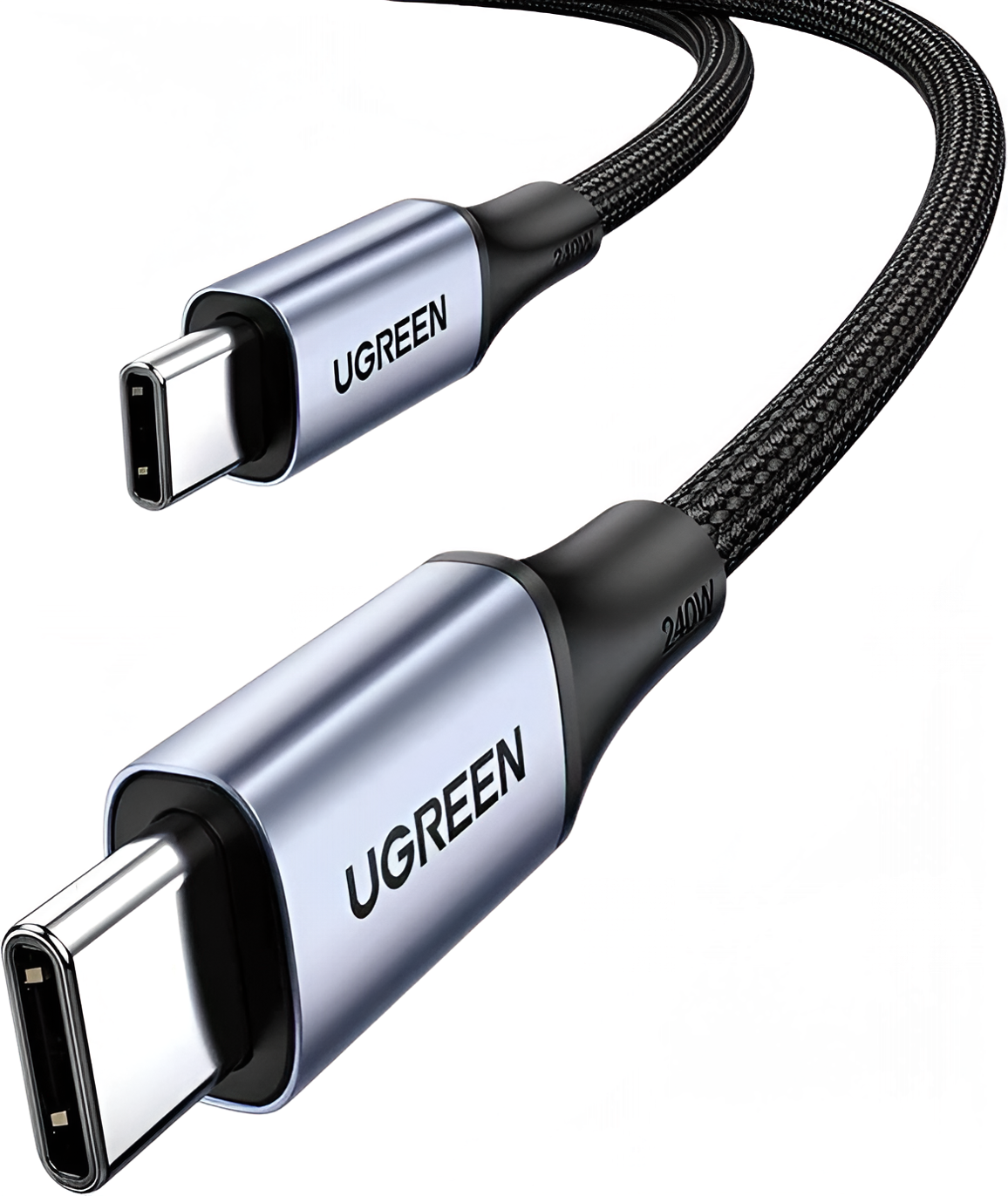 Зарядный кабель UGreen US535, USB Type-C, съемный кабель, космический серый