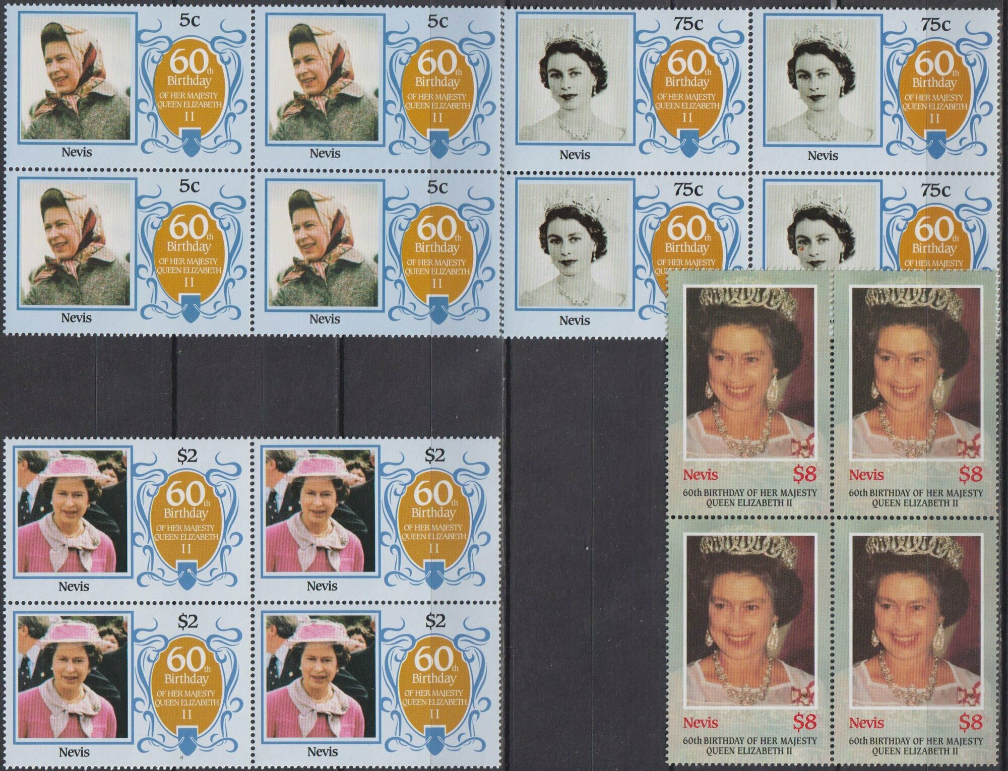 Почтовые марки Сент-Люсия 1986г. "60 лет со дня рождения королевы Елизаветы II" Королевские особы, Лидеры государств, Знаменитые женщины MNH