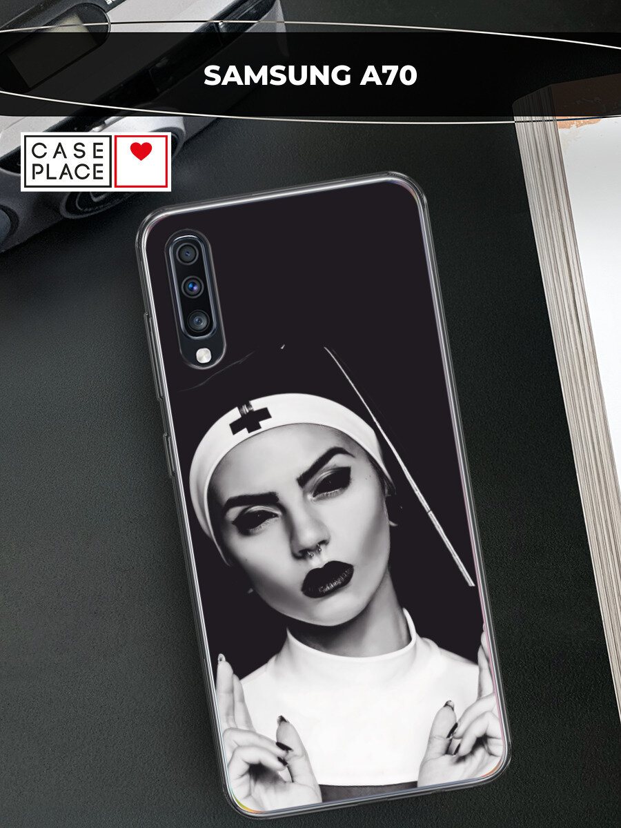 Чехол на Samsung Galaxy A70 / Самсунг Галакси А70 с принтом Черная монашка