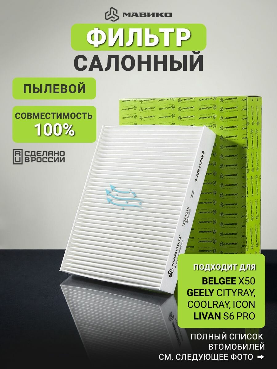 Фильтр салонный пылевой для белджи Х50, джили Ситирей Кулрей Айкон, ливан С6 про. BELGEE X50, GEELY Cityray Coolray Icon, LIVAN S6 Pro / Oem 8025530000 8022021300
