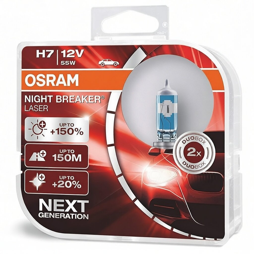 Заменен на 64210NL-2HB Лампа галогенная Night Braker Laser H7 12V 55W PX26d 3800K (к-кт 2шт) 64210NL