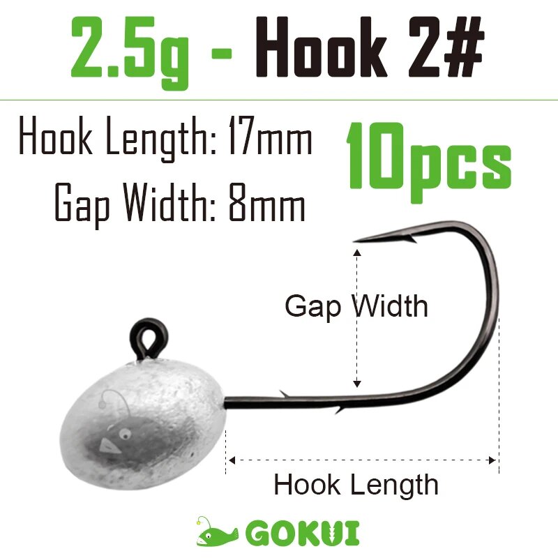 Джиг-головка 2.5g, Hook 2#, 10 шт.
