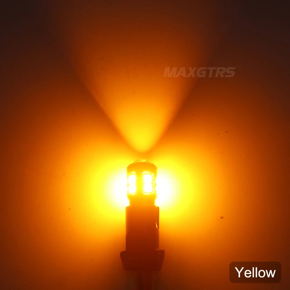2x T10 LED W5W 5W Автомобильные боковые/интерьерные лампы 12V, сверхъяркие, с чипами Желтый, YELLOW