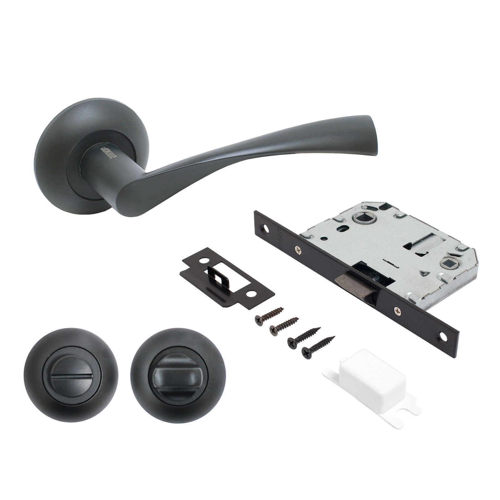 Аллюр АРТ "оскар" BL+L7050S BL+BK-R1 BL (13150/S7050) матовый черный Компл ручка и защ с фикс (20)