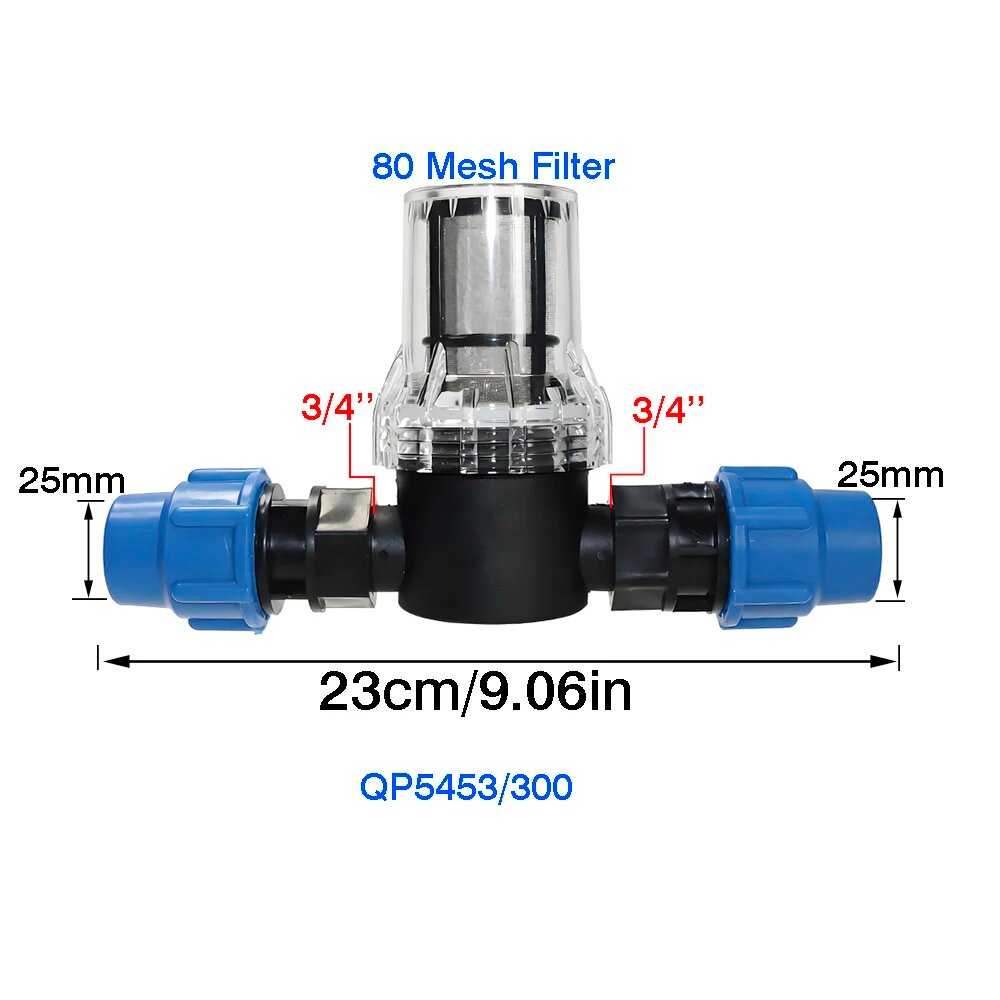 Набор фильтров для полива из пластика 3 шт QP5452 G1' / 340G QP5453 3/4' / 300G 25mm