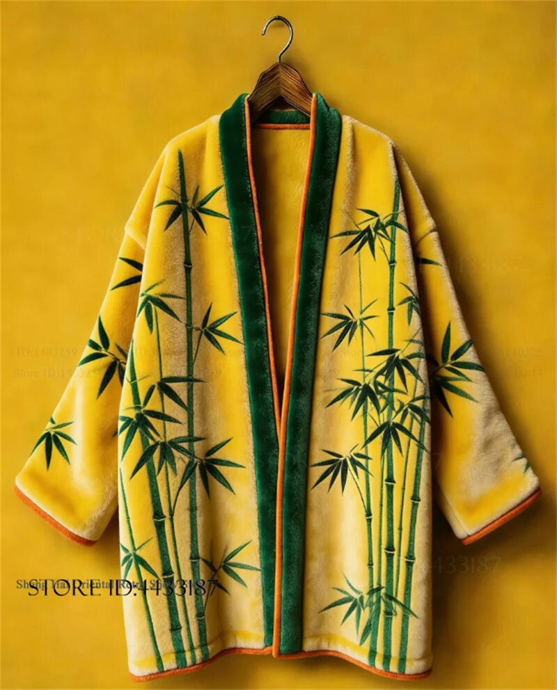Кимоно кардиган фланелевый, принт бамбук, 3XL, Kimono Cardigan 5