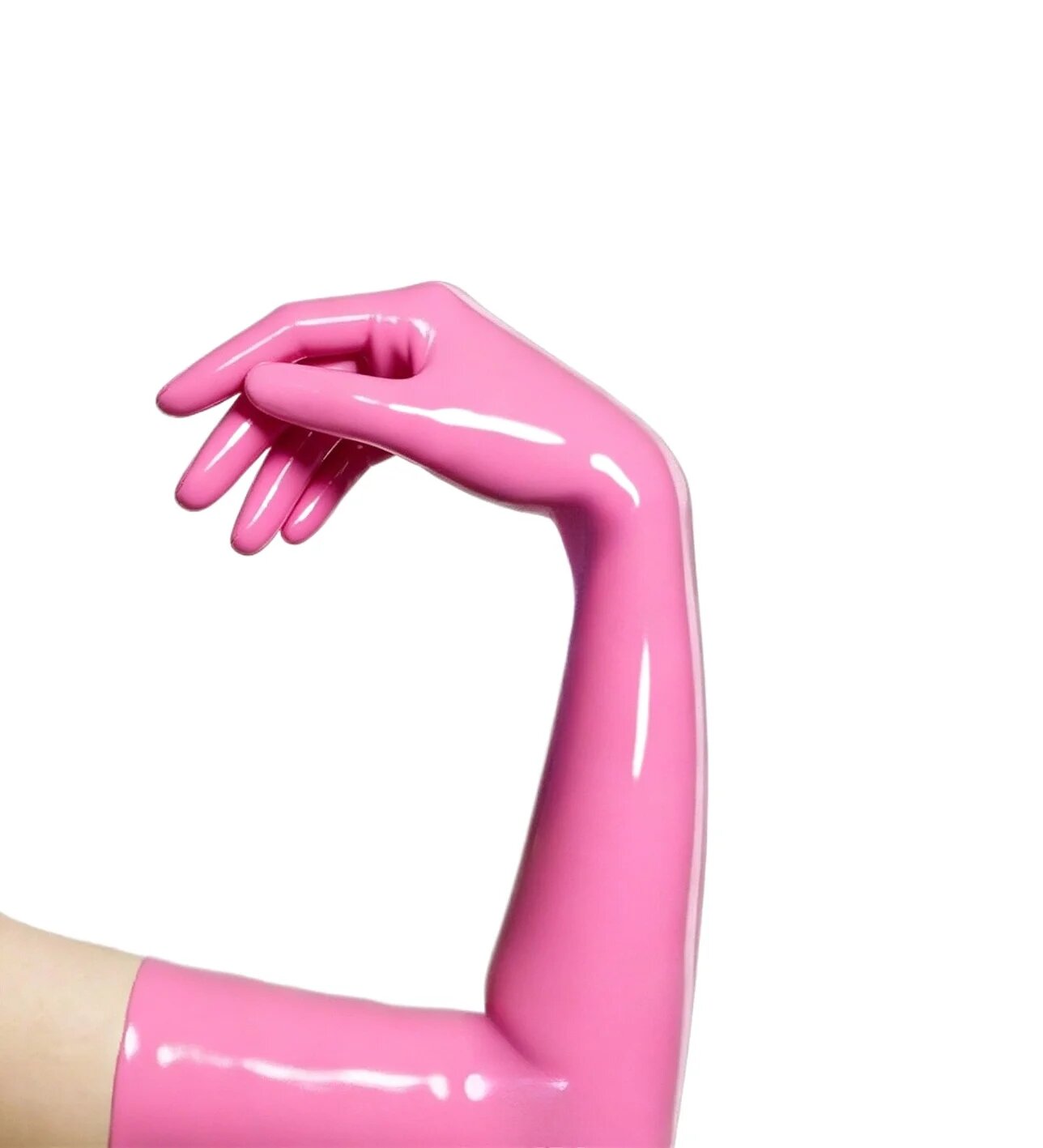Розовые латексные перчатки, размер L, long pink