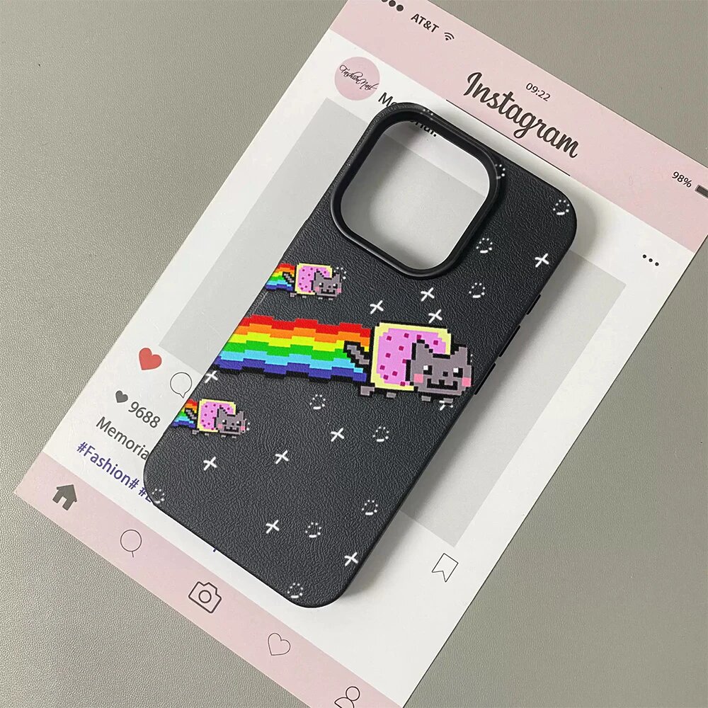 Чехол Nyan Cat Pixel Art для iPhone 15 ProMax, черный