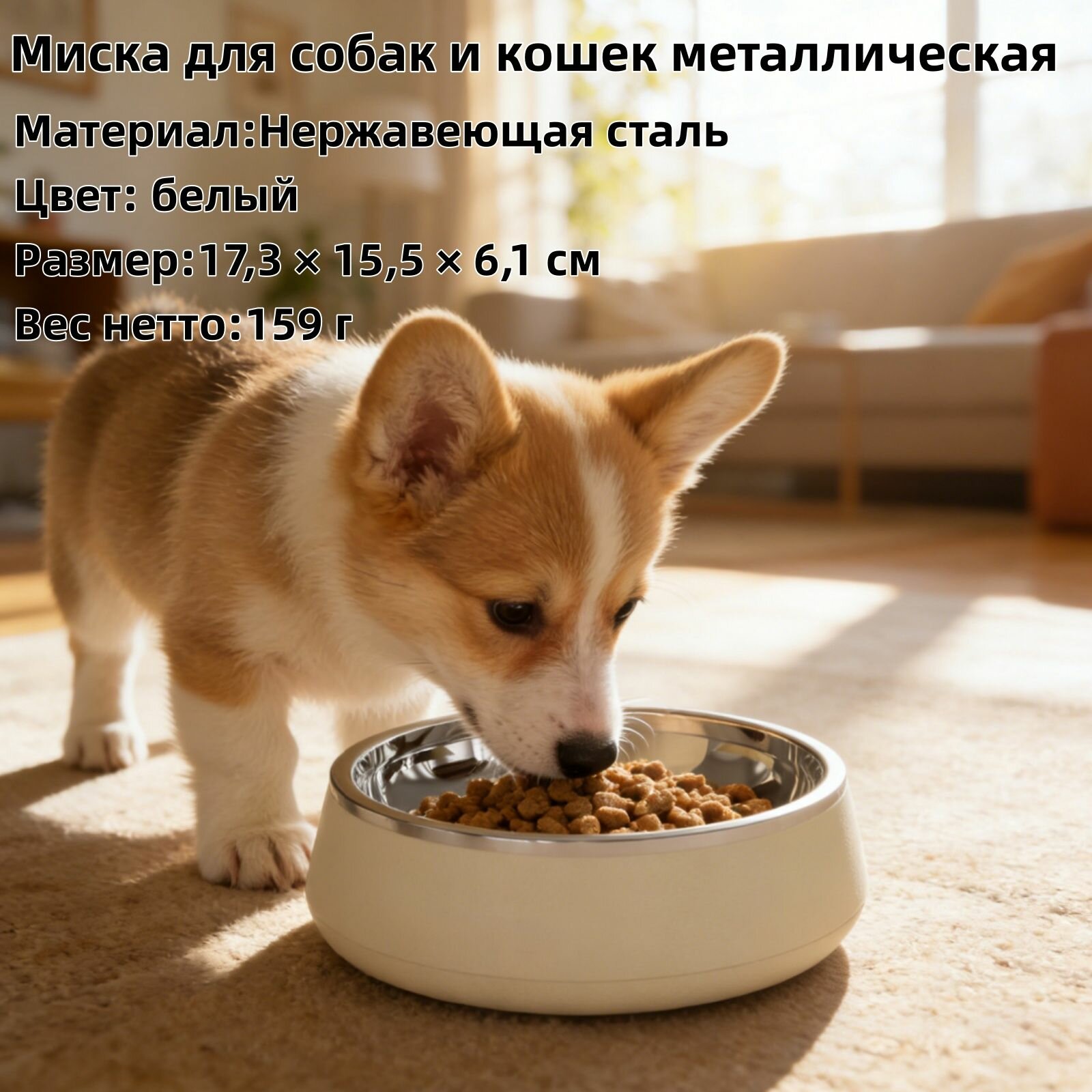 Brwvolix Миска для собак и кошек металлическая, с замедленным кормлением, широкая, 17.3 15.5 6.1 см, из нержавеющей стали, для мелких пород
