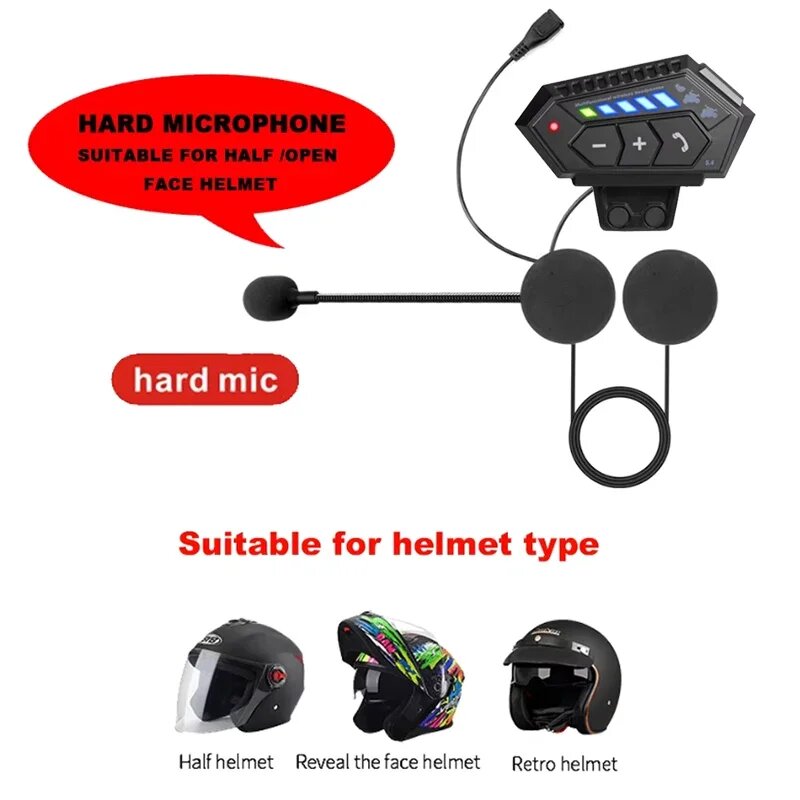 Беспроводная Bluetooth 5.4 Гарнитура Для Шлема, 500 мАч Hard Mic