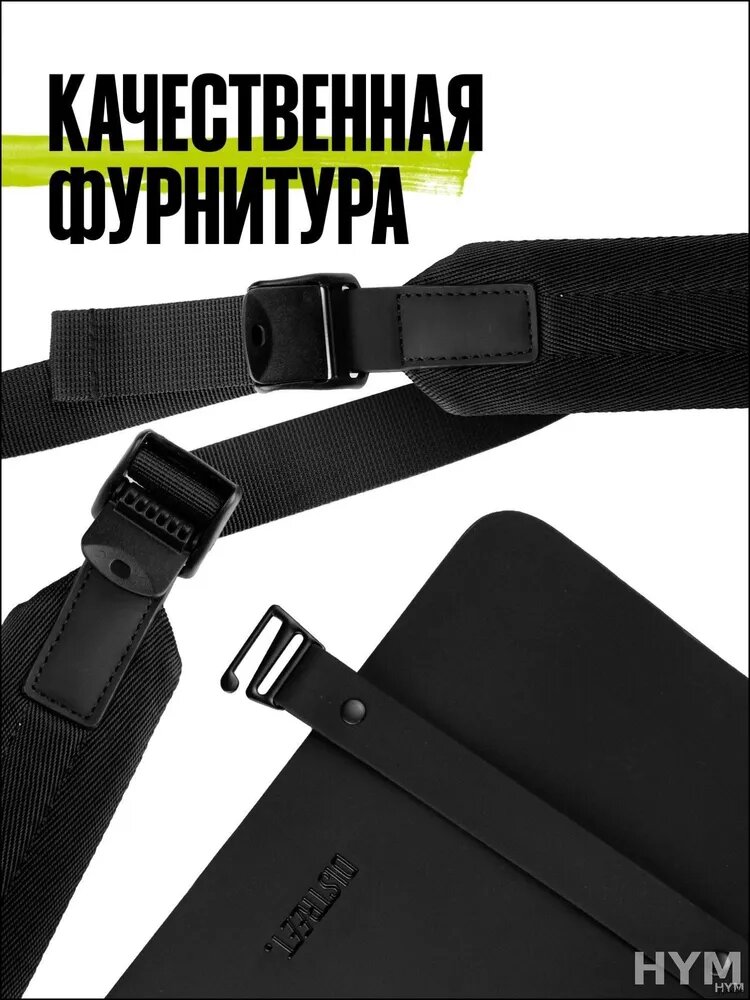 Рюкзак DISTREET черный для ноутбука 17.3, городской, школьный, для документов формата А4, из искусственной кожи, с водоотталкивающей пропиткой — фото 1