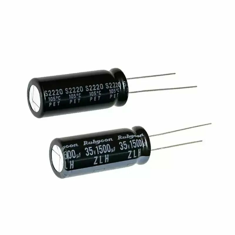 5 шт. 1500мкФ 35В (1500UF 35V 12,5x30мм) импортные алюминиевые электролитические конденсаторы Rubycon ZLH, новые, с длительным сроком службы, высокочастотные.