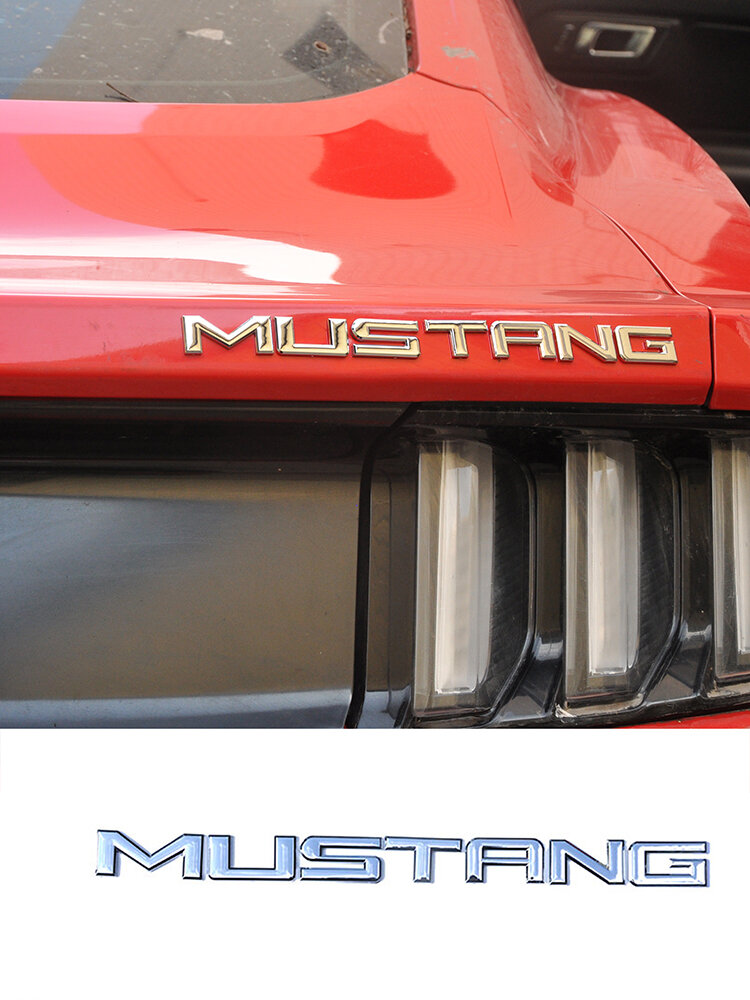 Хром, буквы MUSTANG, наклейка для украшения хвоста Ford Mustang, 40*2,6 см