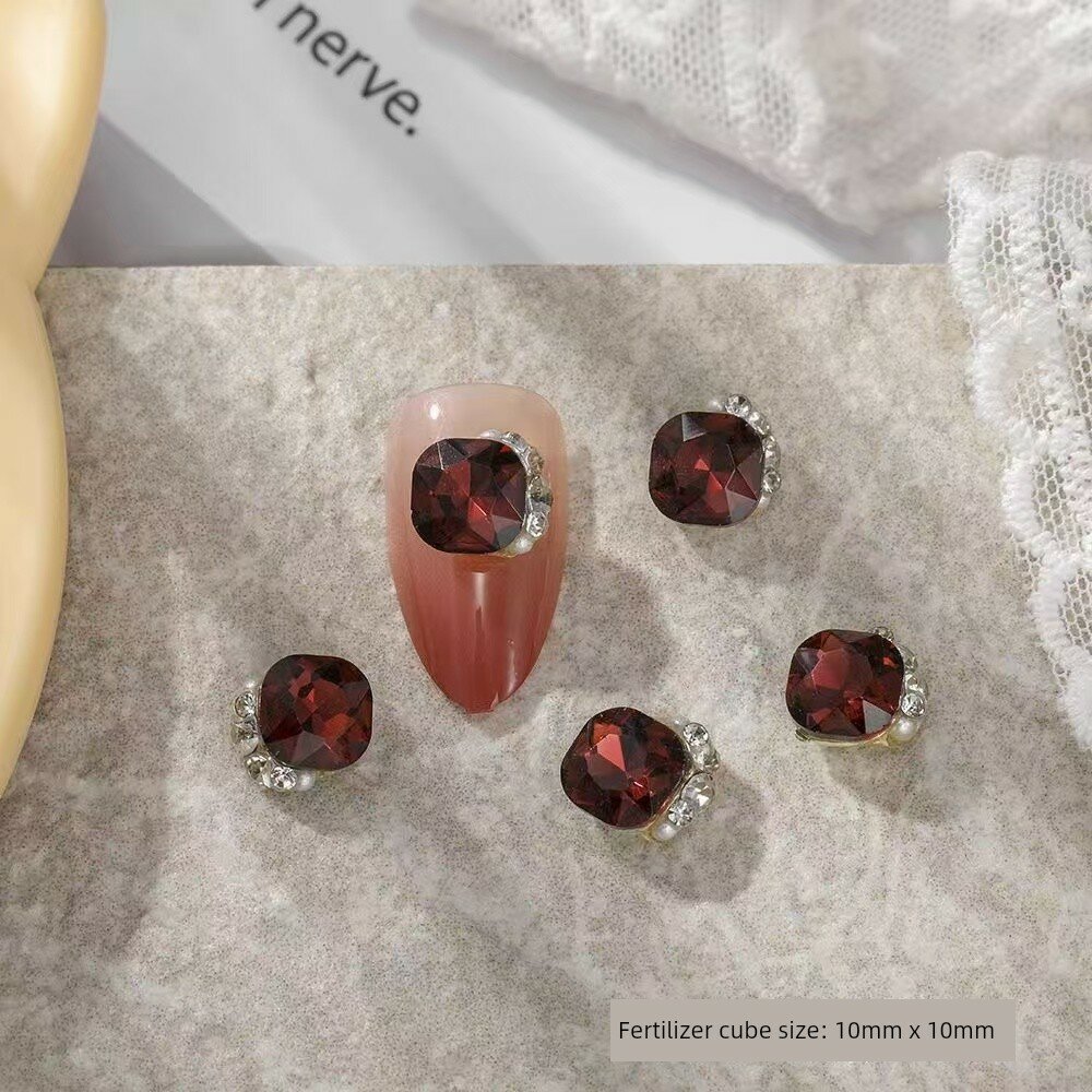 Серьги из сухой розы с асимметричными стеклянными бриллиантами, форма толстого квадрата, 10 штук