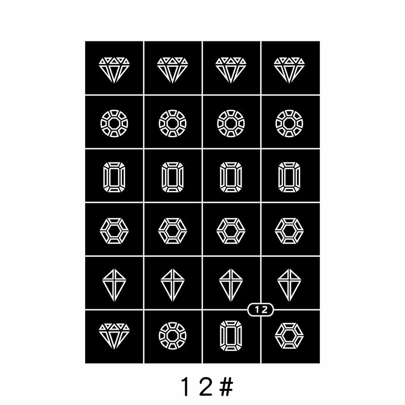 Черные лазерные наклейки для ногтей 12# - 12 дизайнов для французского маникюра