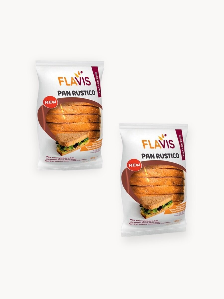 Тёмный хлеб в нарезке с низким содержанием белка Pan Rustico, т. м. FLAVIS, 300 г (2 шт.)