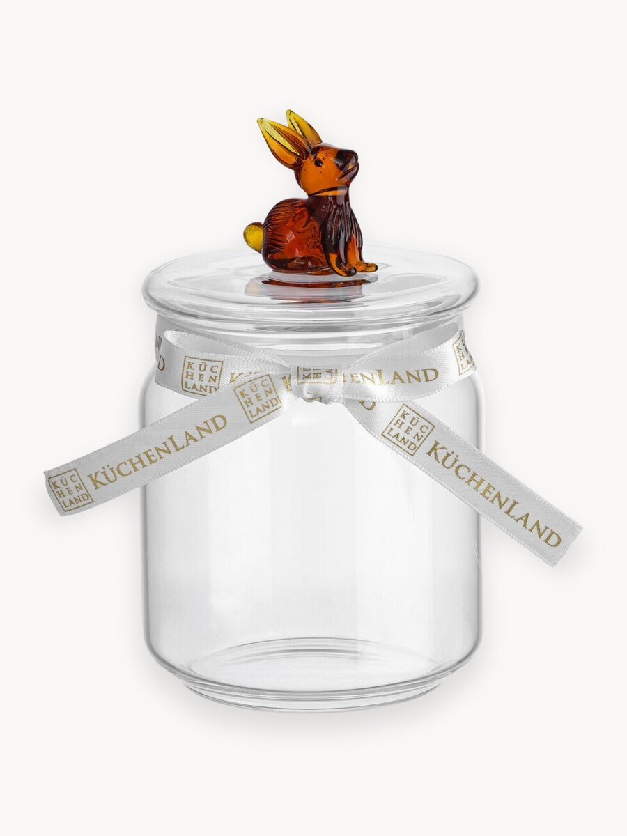 Банка для сыпучих продуктов, 450 мл, стекло Б, Янтарный кролик, Clear figure, Kuchenland