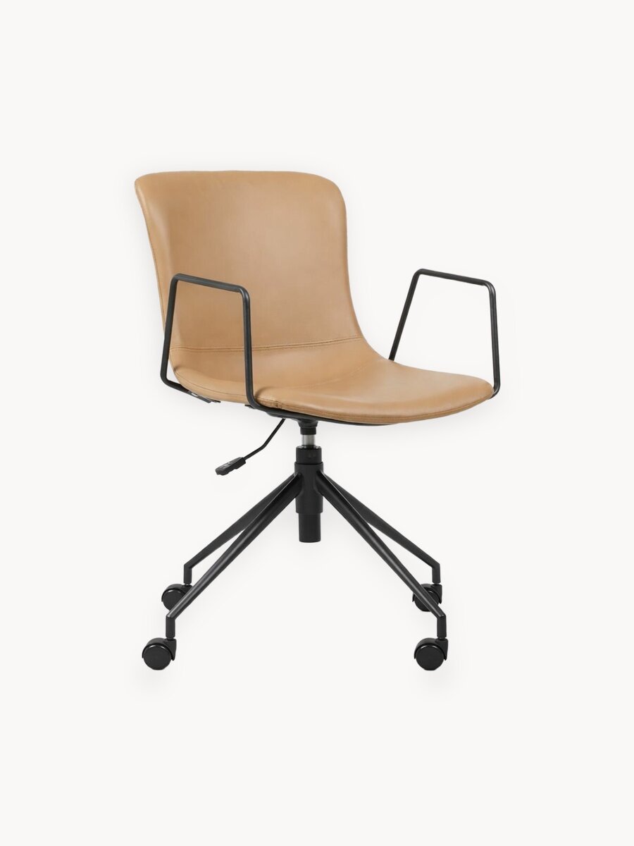 Офисное кресло на колесиках со спинкой Myroo Office Nota Сappuchino, рабочий стул взрослый с подлокотниками, для подростка и школьника, дизайнерский стиль лофт