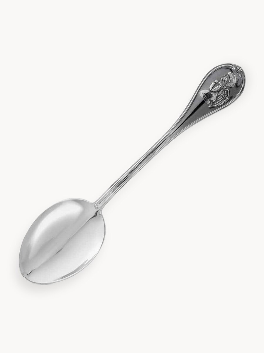 Ложка детская с ангелом-хранителем "мальчик" Красная Пресня бижутерия, покрытие - серебрение, без вставок