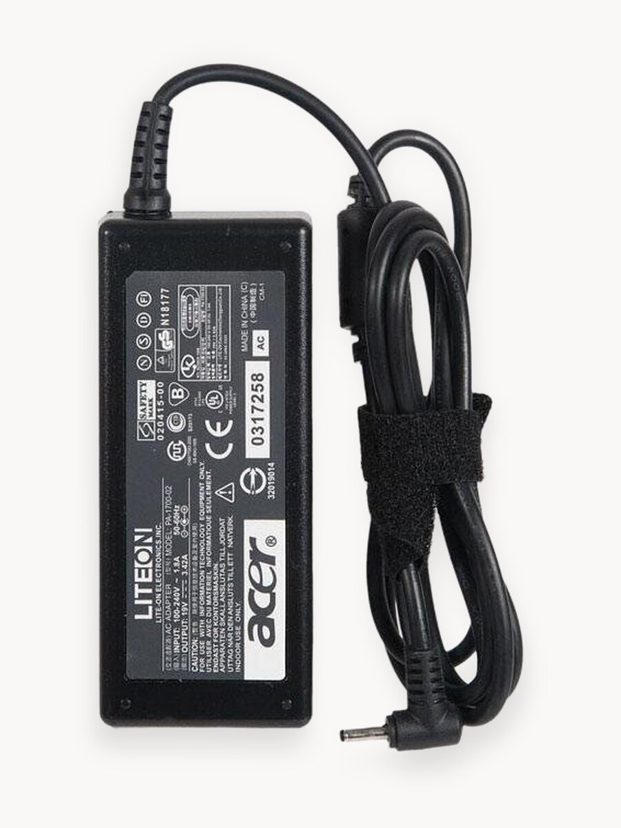 Блок питания для Acer 19V/3.42A 65W, разъем 3.0x1.1мм, с кабелем в розетку, ADP-AC-23