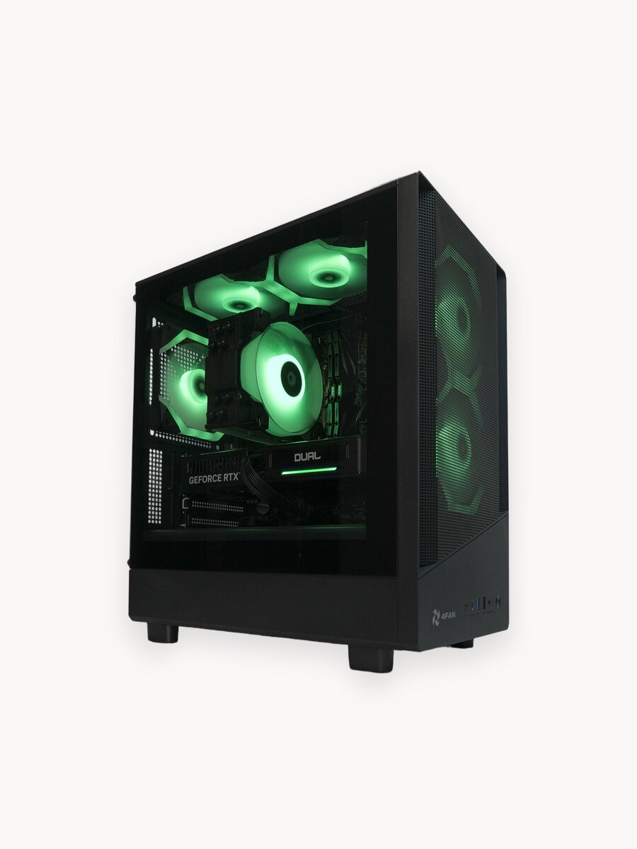 Компьютер АуфПК i3-14100f, RTX 5050, 16Gb DDR4, 256Gb SSD, игровой, черный Indi c управляемой подсветкой ARGB