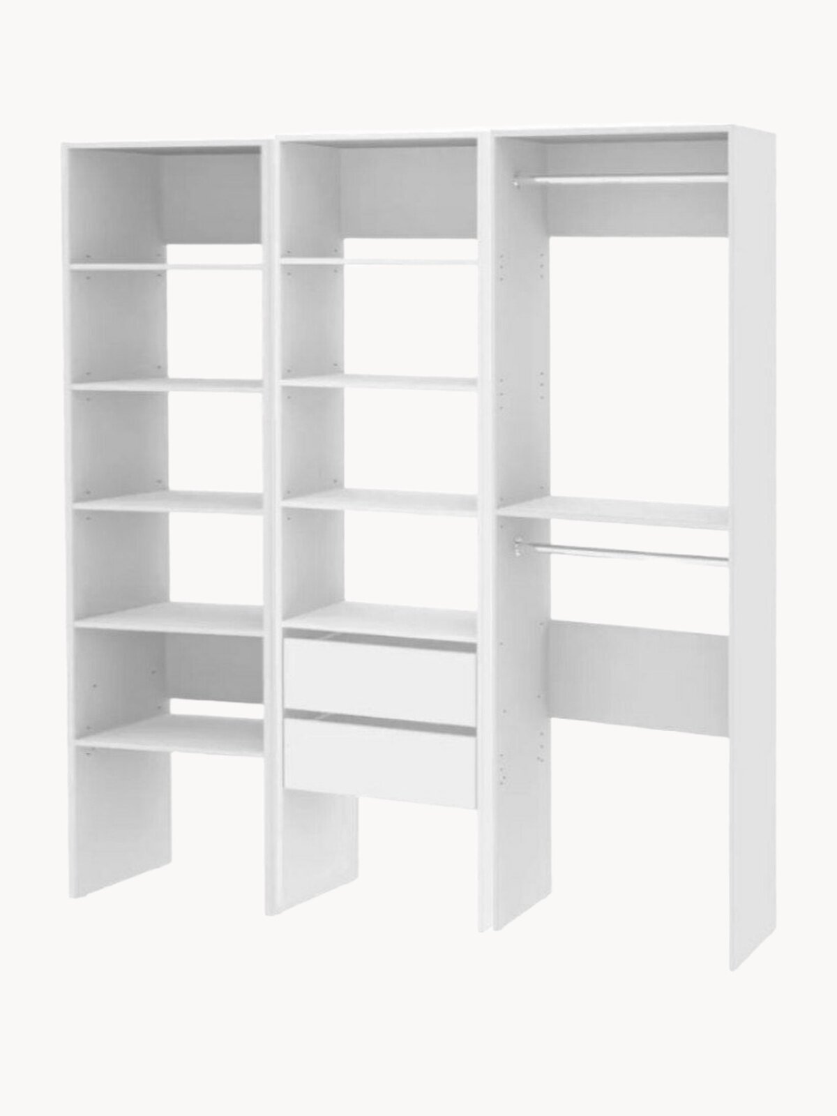 Модуль: Гардеробная система хранения деревянная из ЛДСП, белая 140*50*200