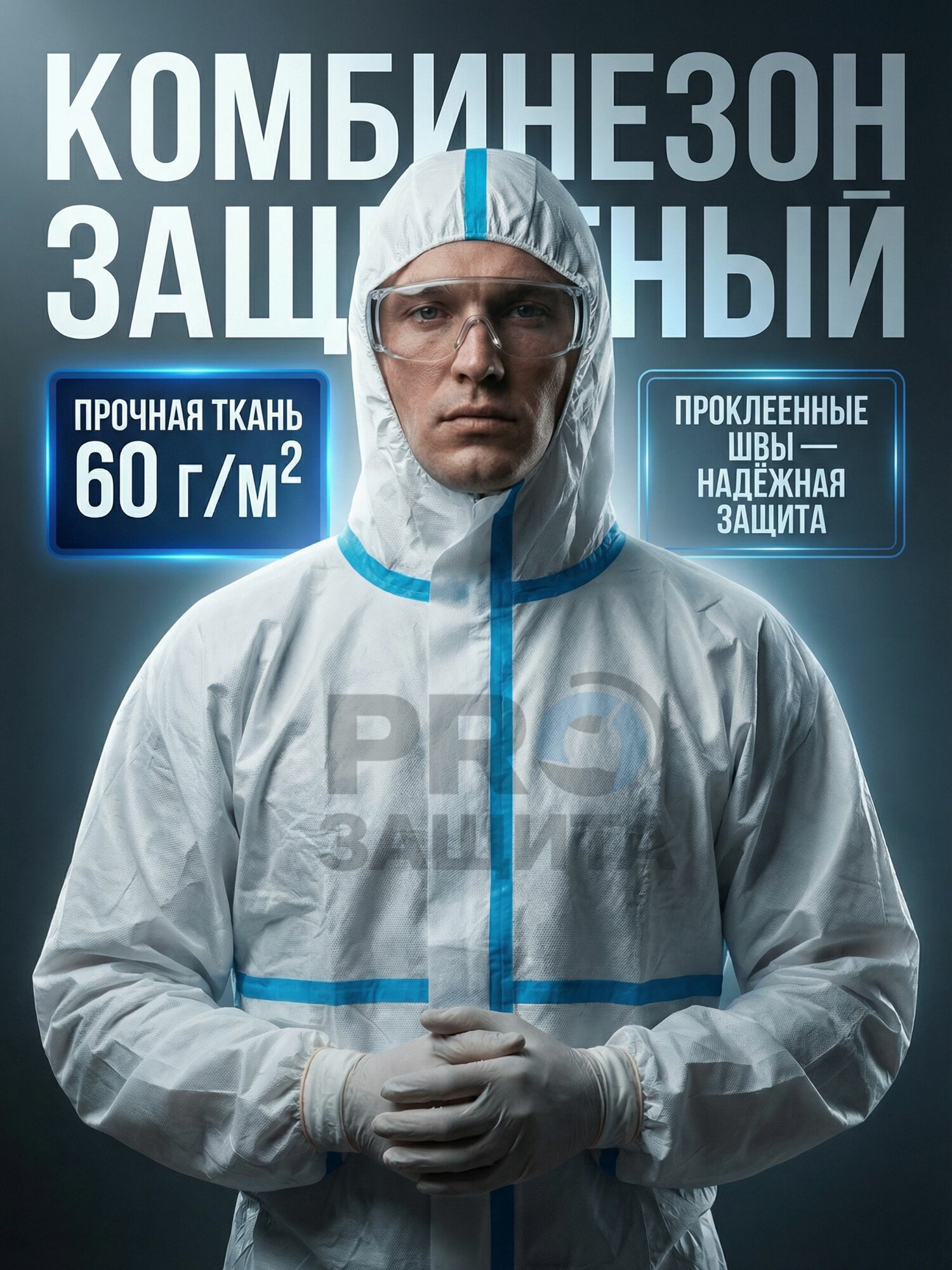 Комбинезон (костюм) 4XL защитный одноразовый, рабочий, для химзащиты, для промышленности, для маляра, для мед. работника