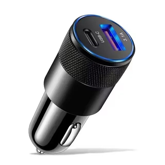 Автозарядка в авто USB Type-C 3.1A, темно-синий